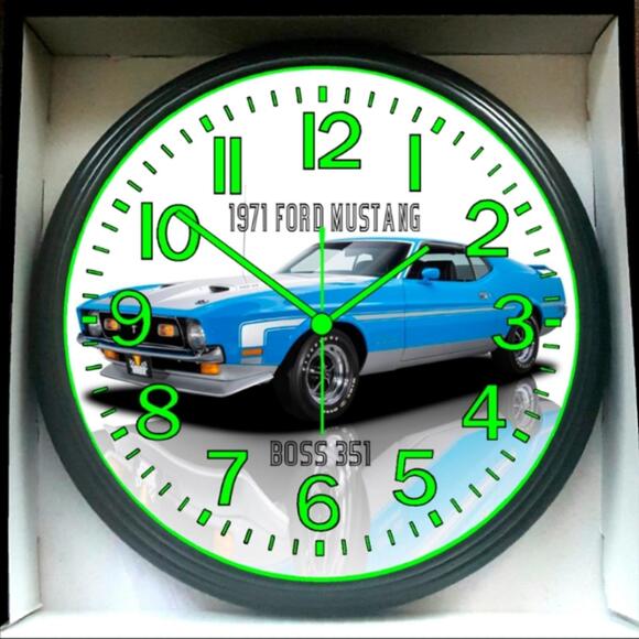 Ford | Wall Decor | Ford Mustang Wall Clock Black And Green | Poshmark